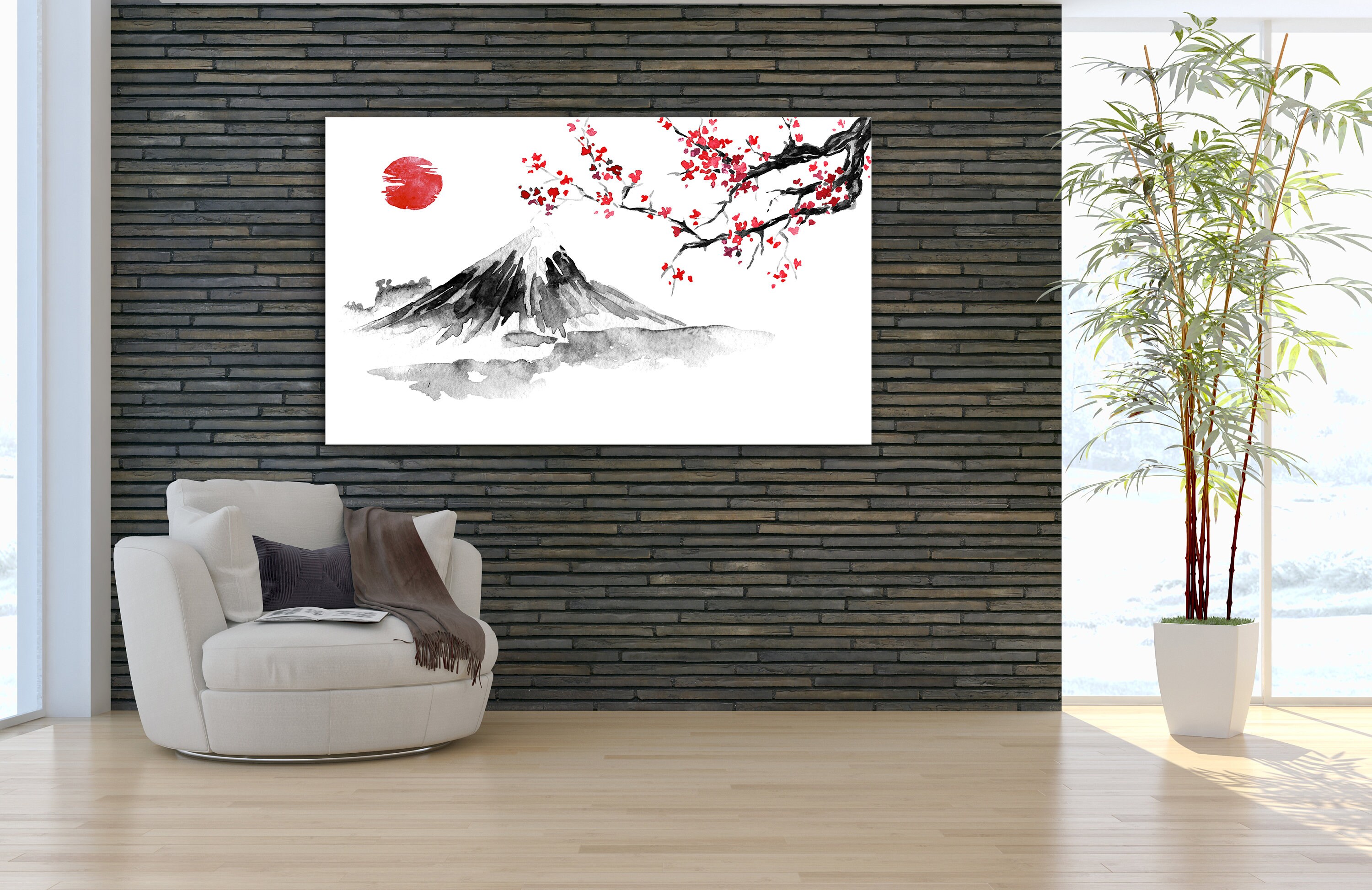 Mount Fuji Sumi-e Painting Canvas Print Japan Traditional Fuji - Etsy