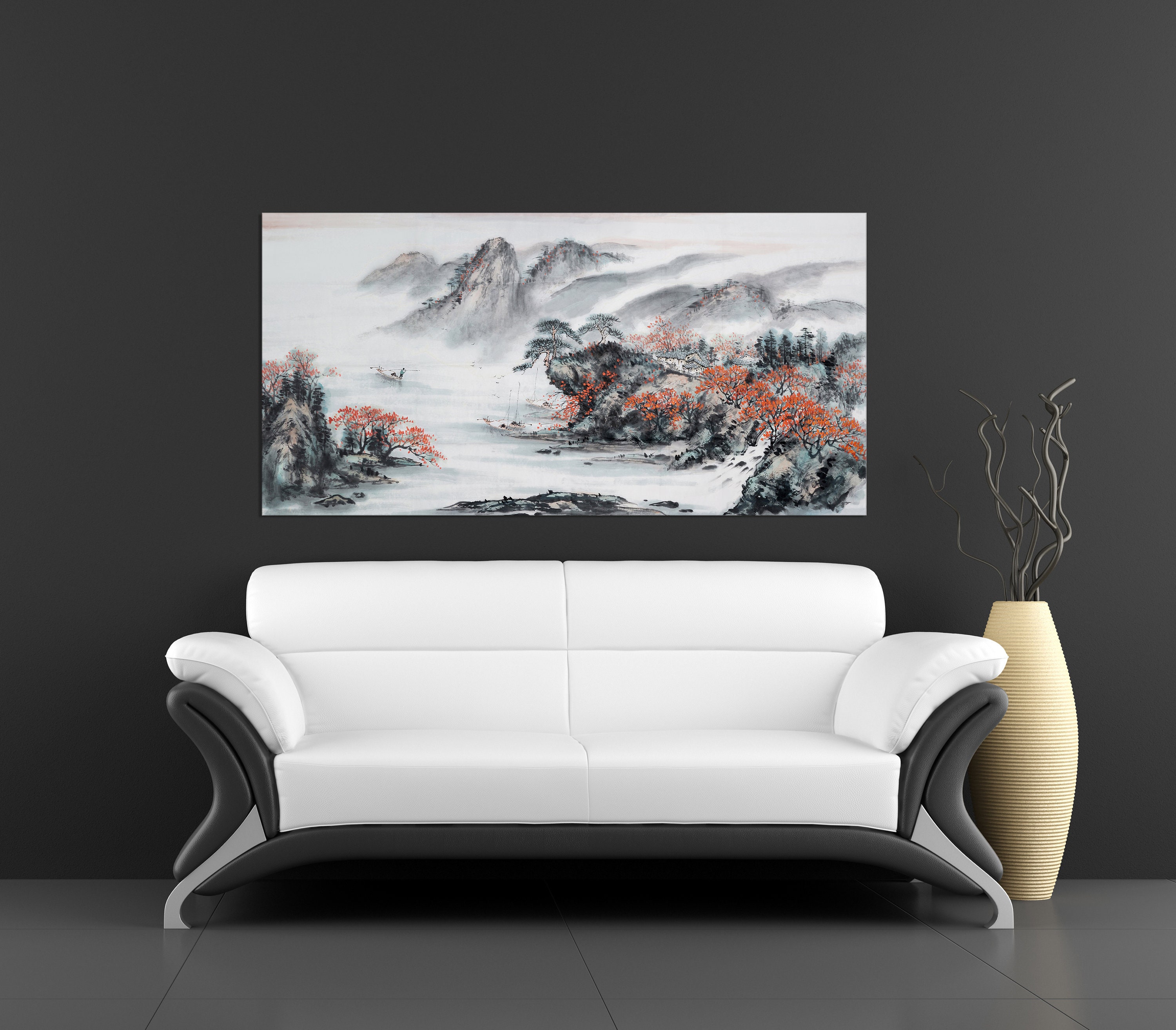 Traditional Landscape Chinese Canvas Print Wall Art Ready to - Etsy
