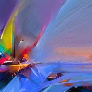 Abstract Sail Boat Sunset Canvas Print Ready to Hang Panoramic Wall Art ...