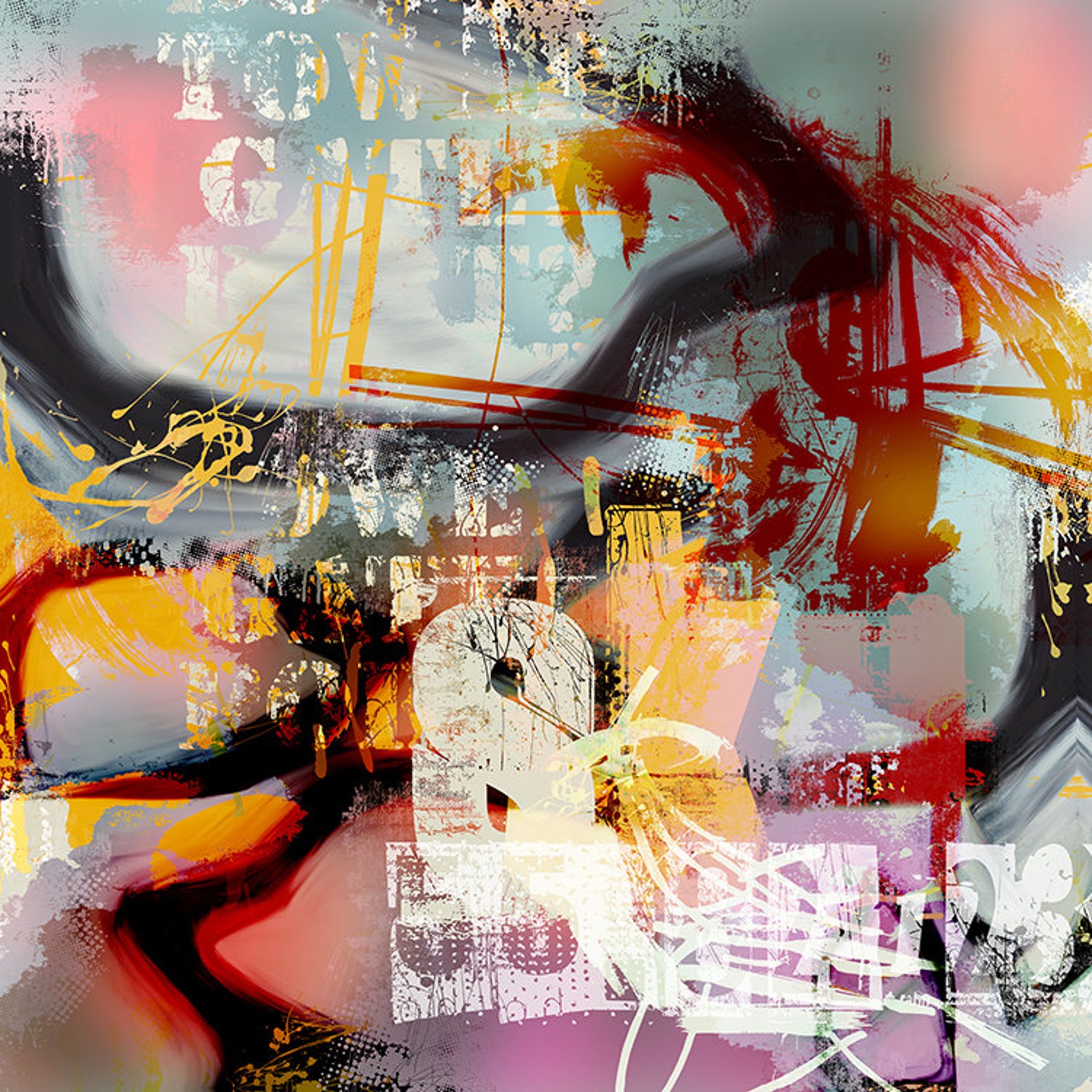 Abstract Grunge Modern Art Canvas Print Typography Wall | Etsy