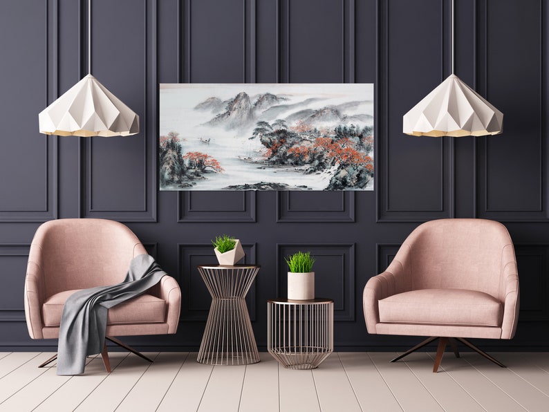 Traditional Landscape Chinese Canvas Print Wall Art Ready to - Etsy