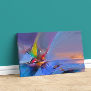 Abstract Sail Boat Sunset Canvas Print Ready to Hang Panoramic Wall Art ...