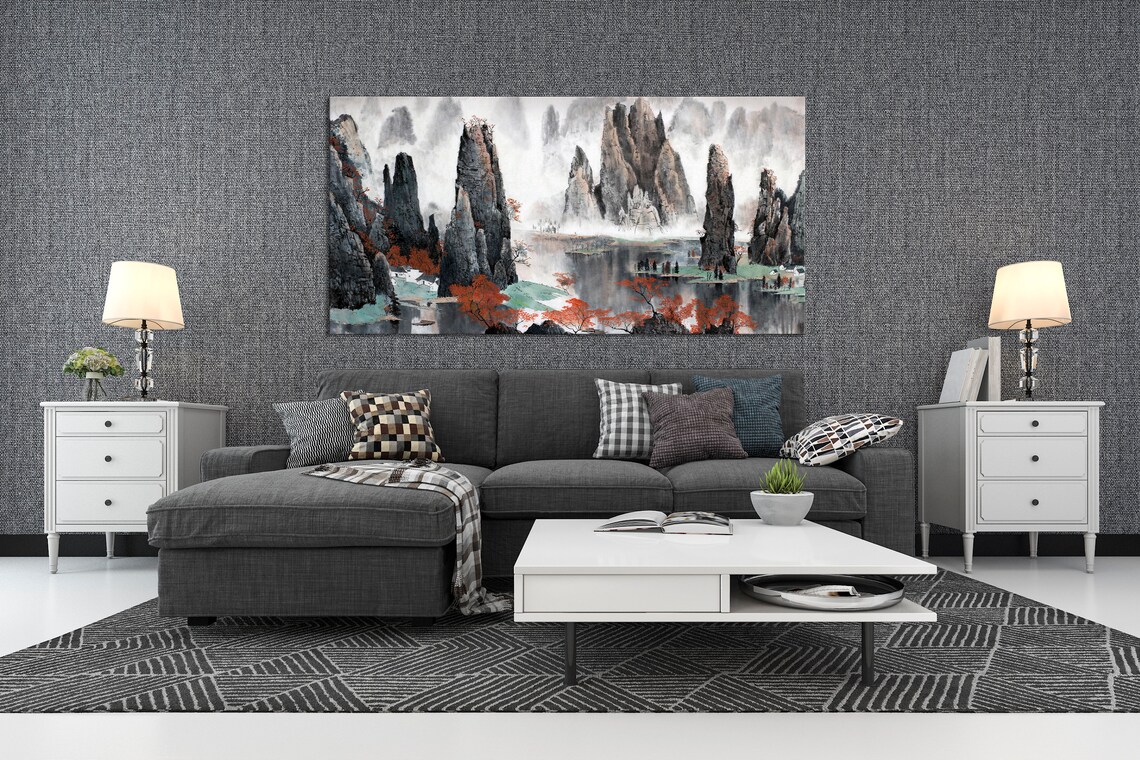 Chinese Landscape Canvas Print Ready to Hang Traditional Asian - Etsy