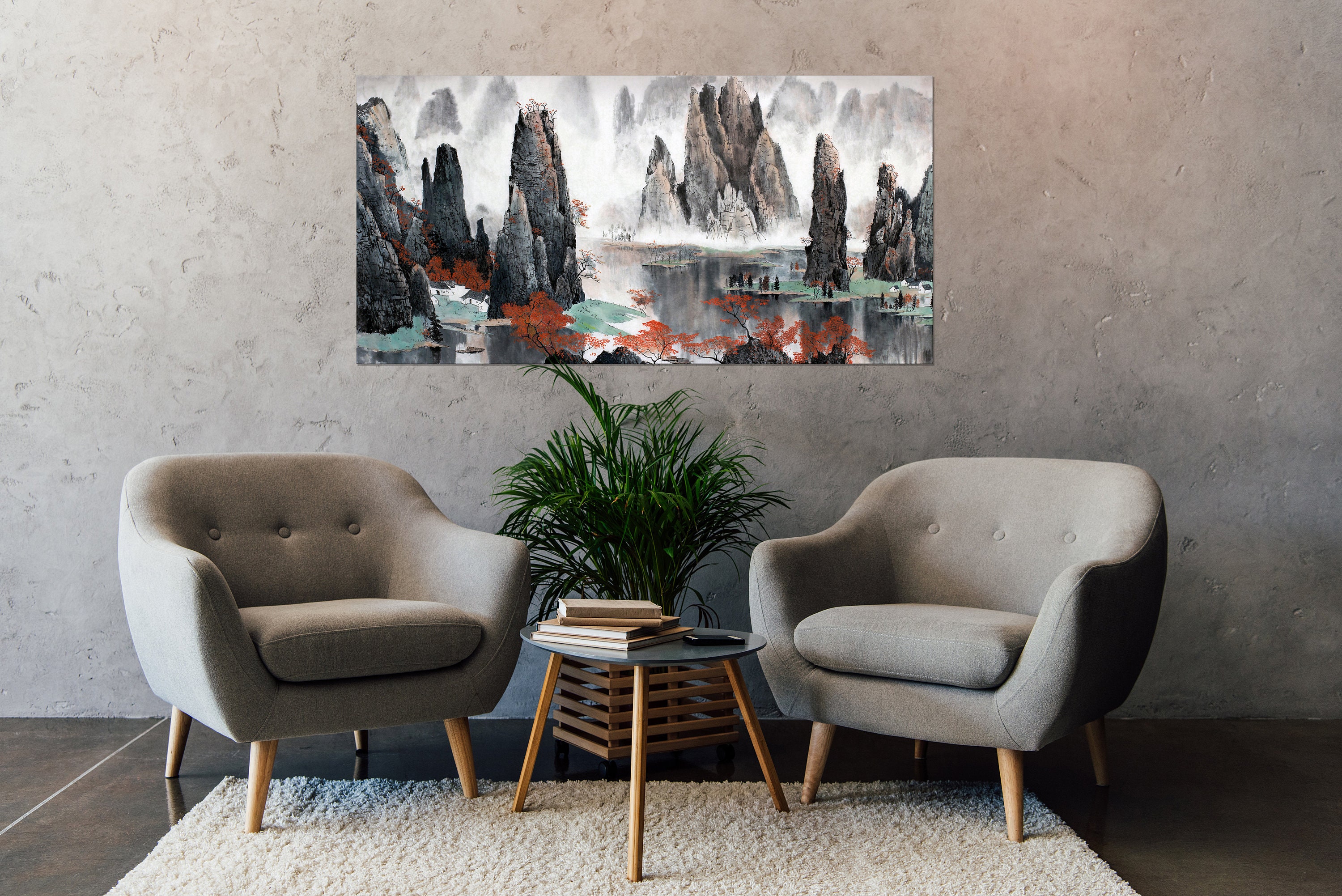 Chinese Landscape Canvas Print Ready to Hang Traditional Asian - Etsy