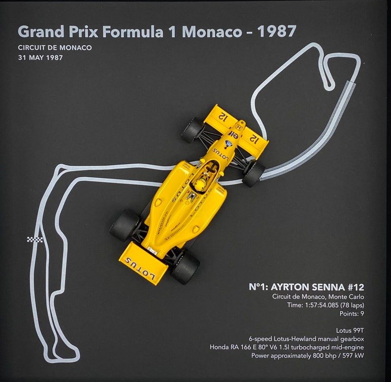 Ayrton Senna GP F1 Monaco 1987 3D Frame - - Etsy