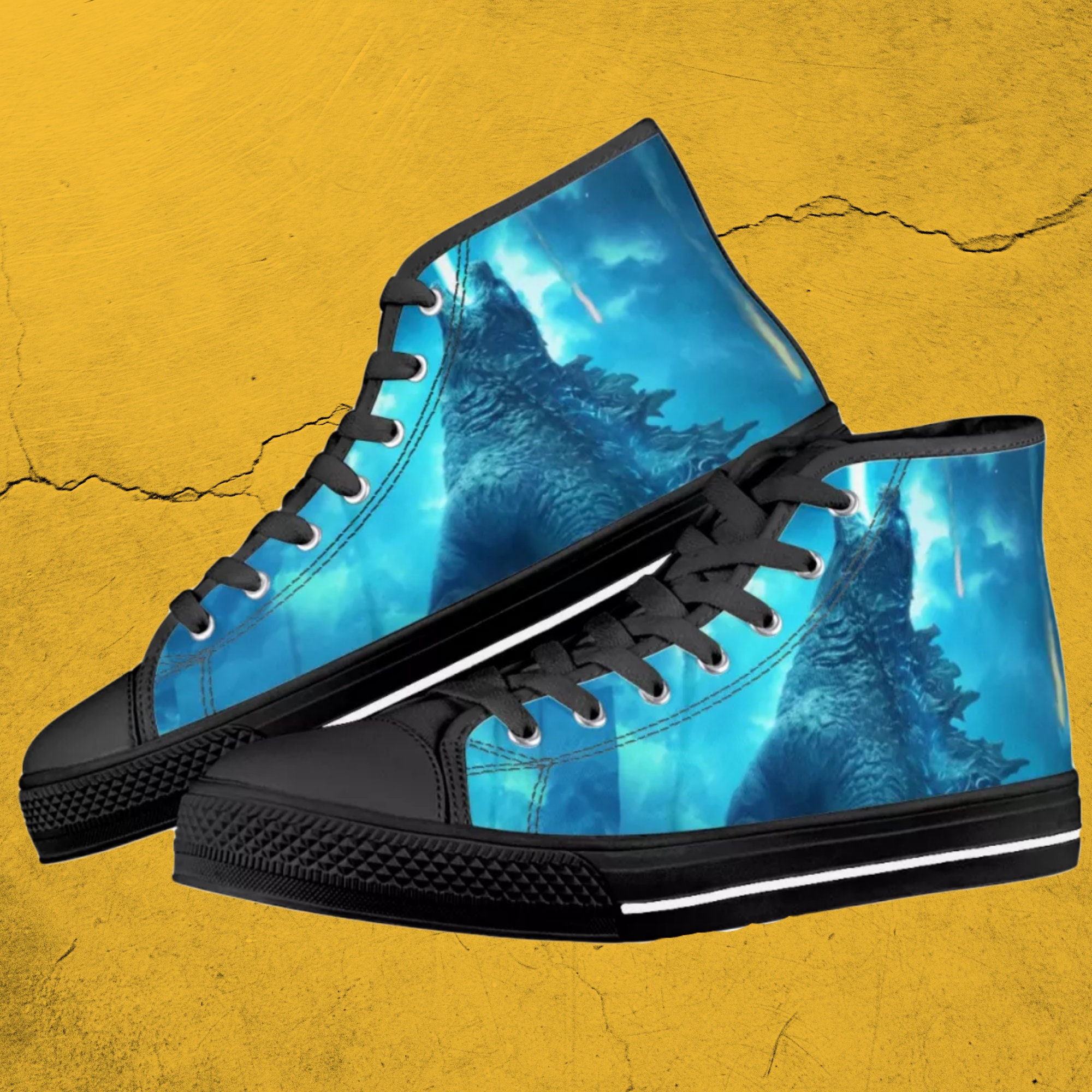 Godzilla shoes. Godzilla man high tops sneakers. Men's | Etsy