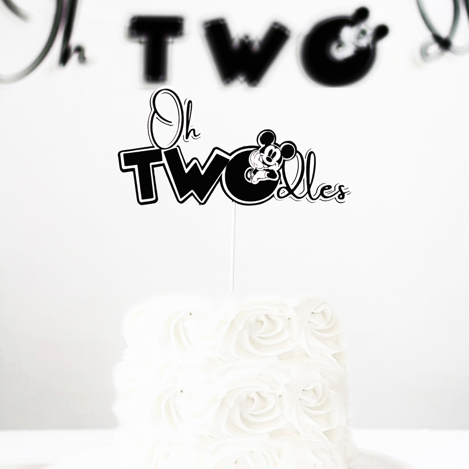 Oh Twodles Cake Topper, Black & White Twodles Cake Topper, Boy 2nd ...