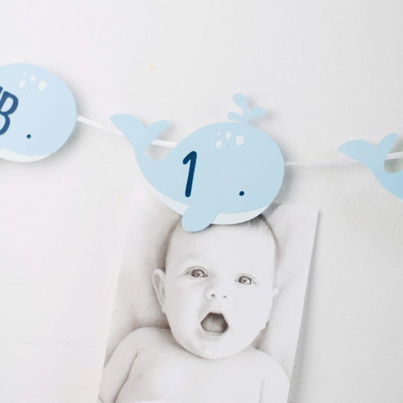 Whale Photo Banner, Photo Banner, Boy First Birthday Decor, Milestone ...