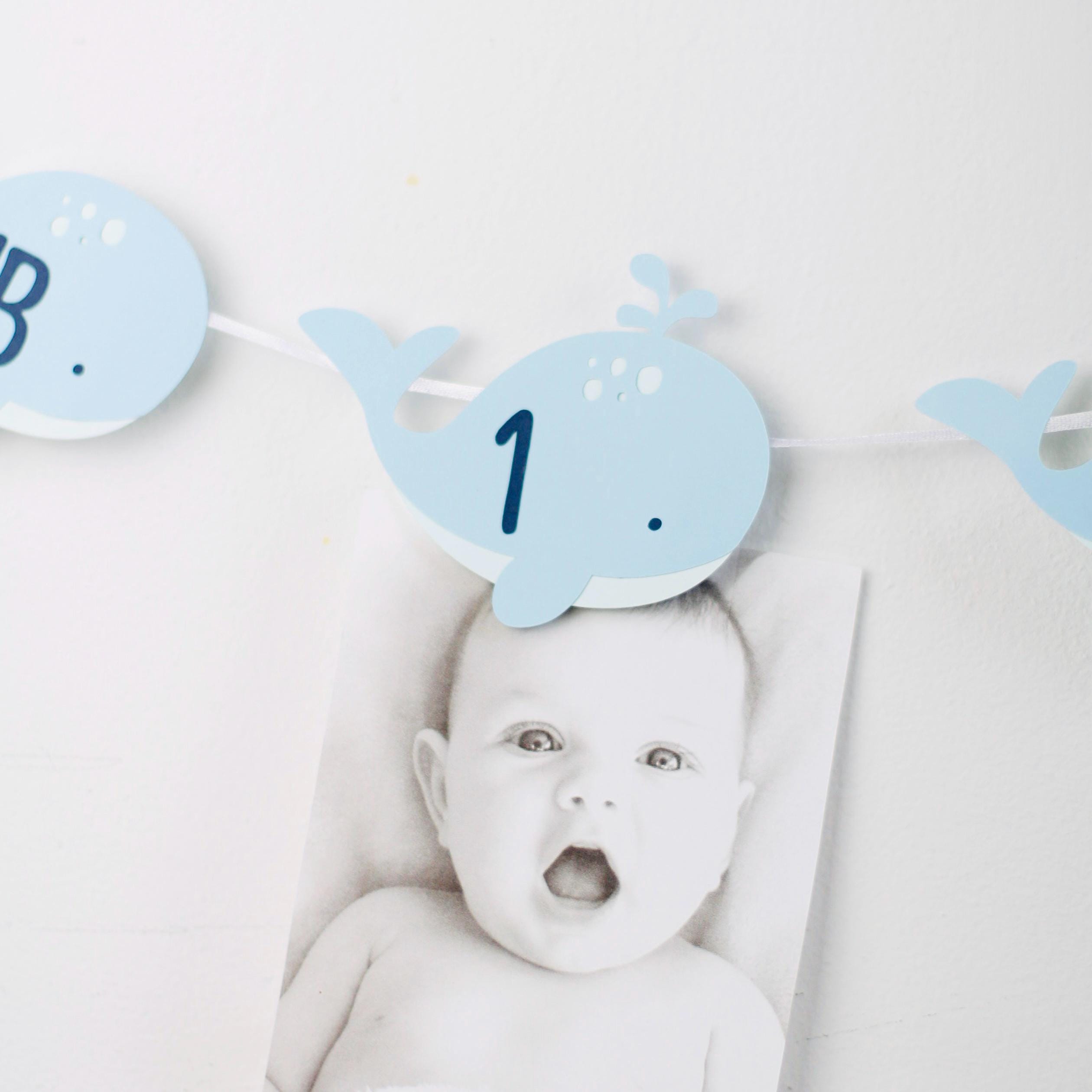 Whale Photo Banner, Photo Banner, Boy First Birthday Decor, Milestone ...