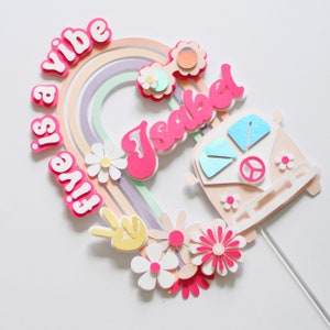 Groovy Cake Topper, Groovy Birthday Party, Five is a Vibe Cake Topper ...