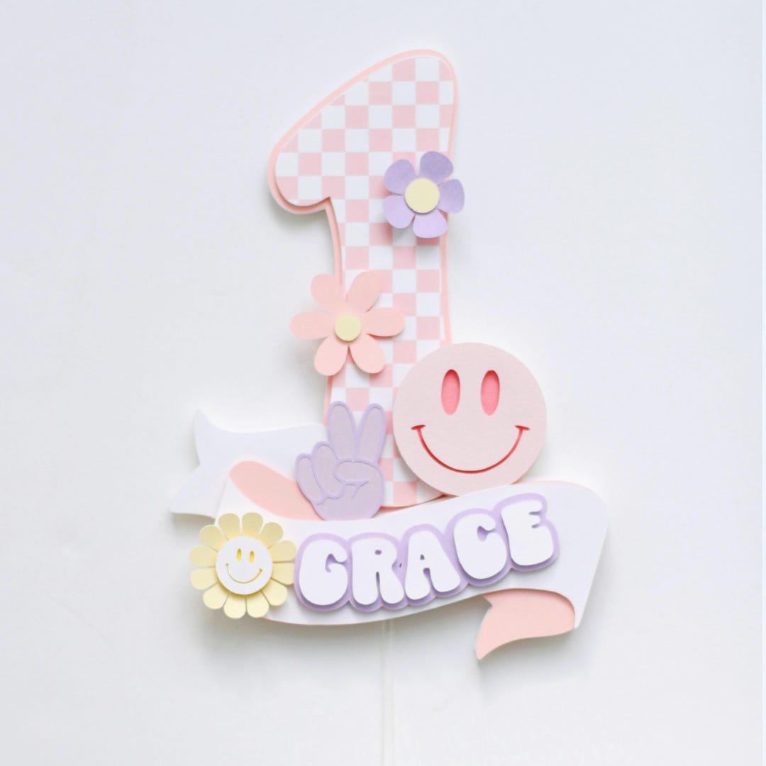Smiley Face Cake Topper, Happy Face Cake Topper, One Happy Girl ...