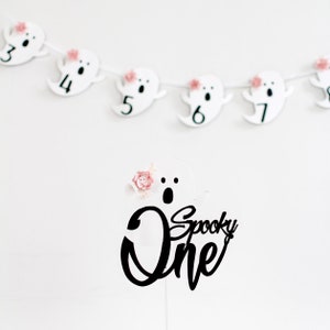 Spooky One, Pink First Birthday Ghosts Banner, Spooky Banner, Halloween ...
