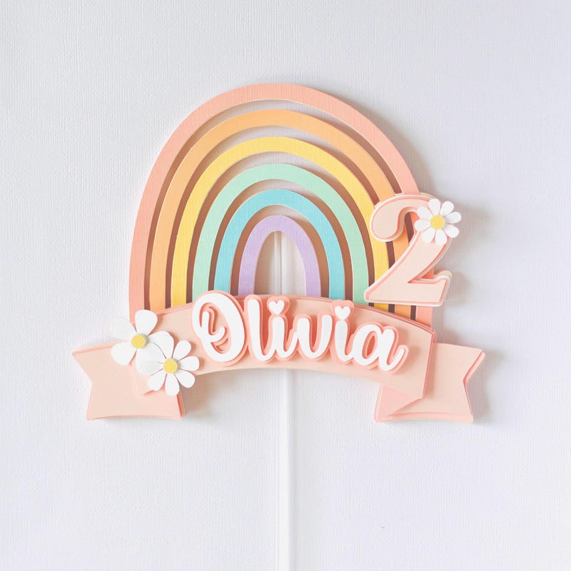 Rainbow Cake Topper - Etsy