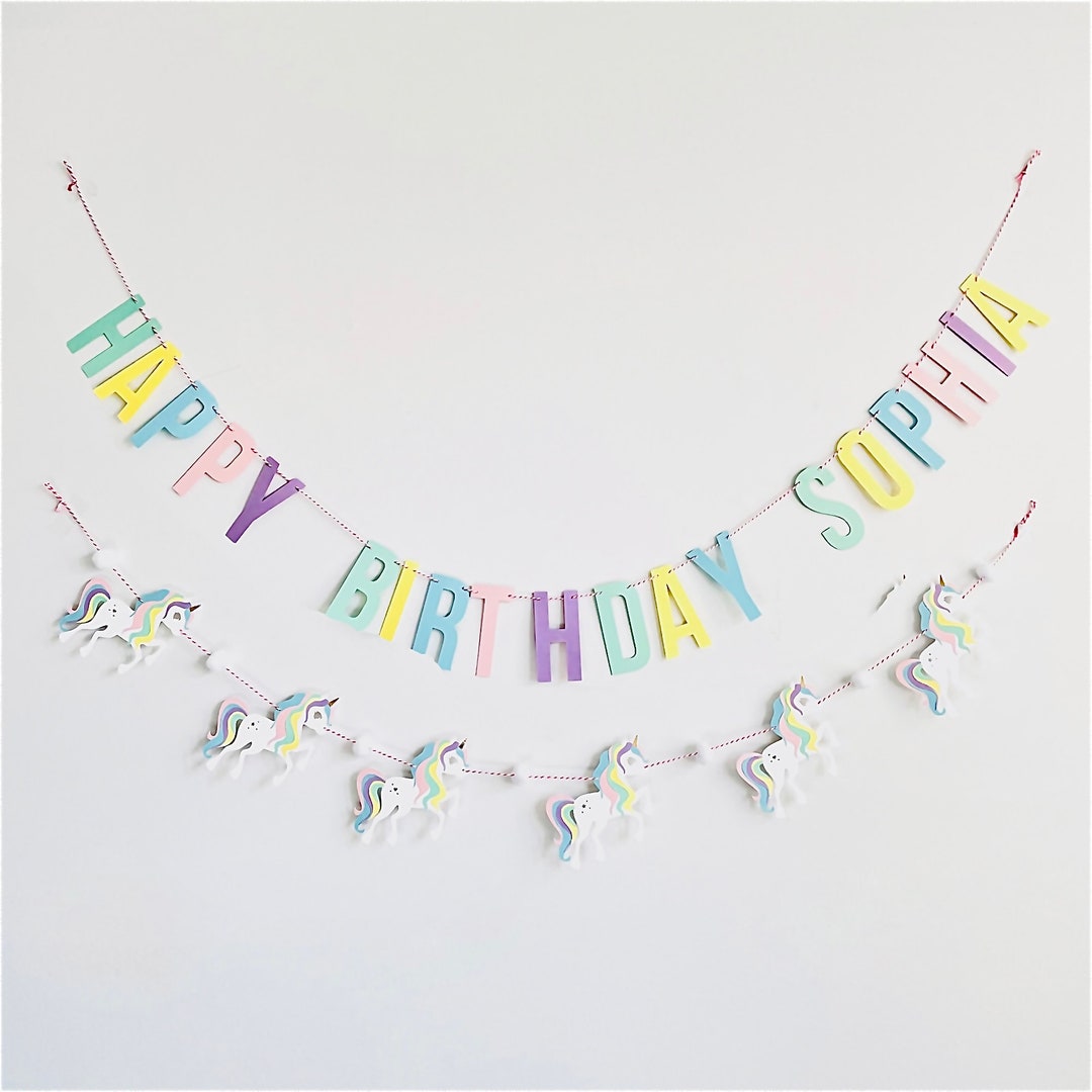 Personalized Pastel Birthday Garland. Happy Birthday Banner. Custom ...