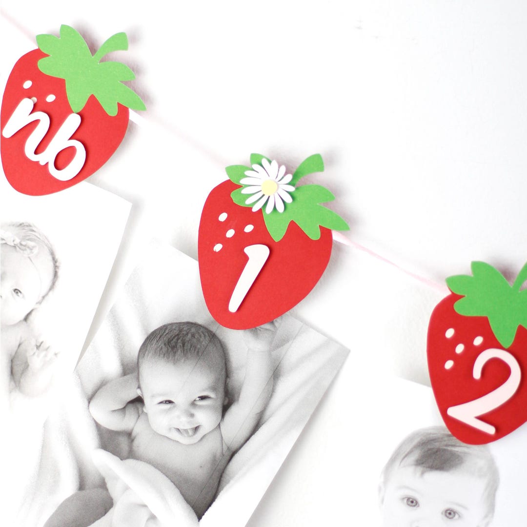 Berry First Birthday Banner, Berry First Birthday Month Photo Banner ...