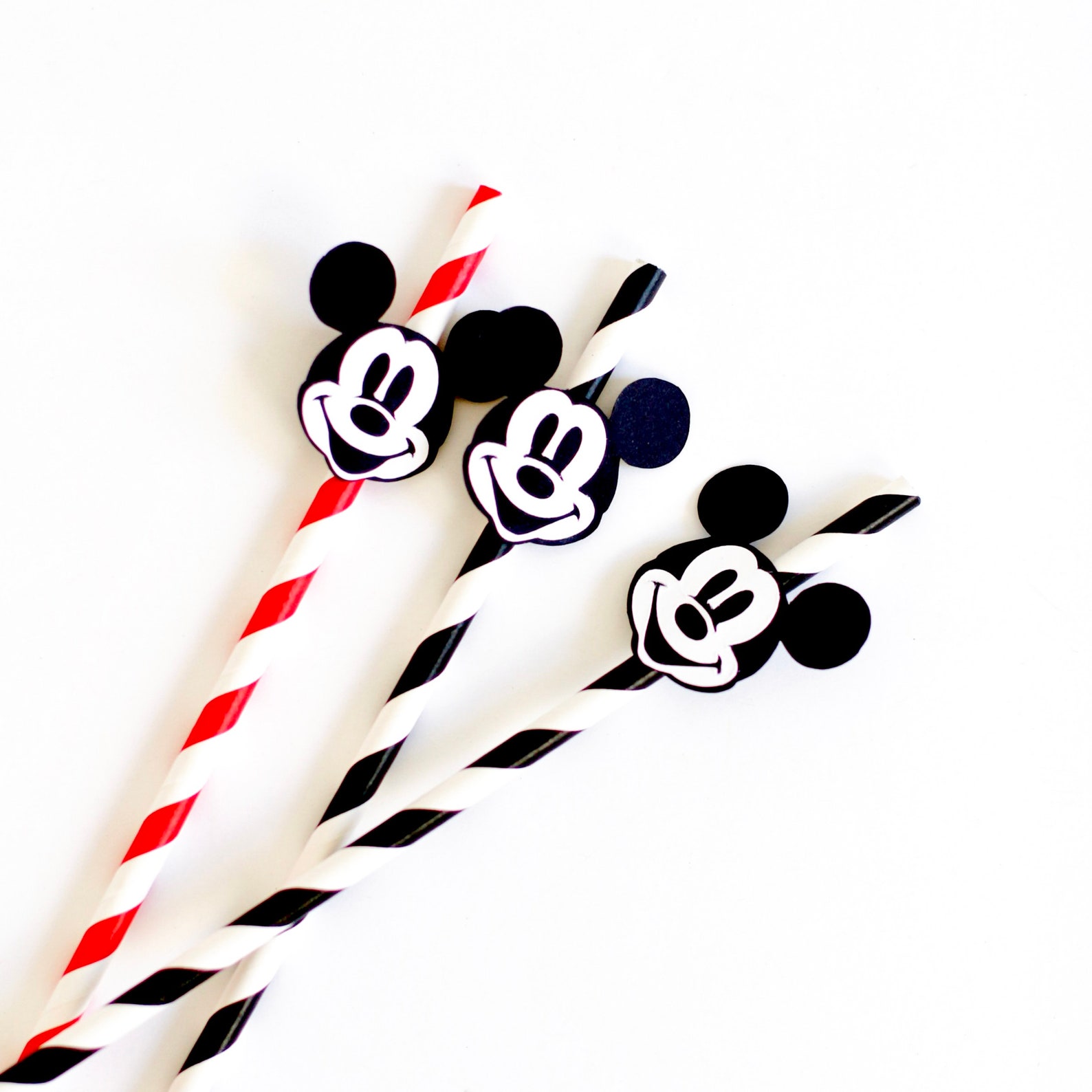 Mickey Mouse Paper Straws, Black and White Mickey Mouse Theme, Mickey ...