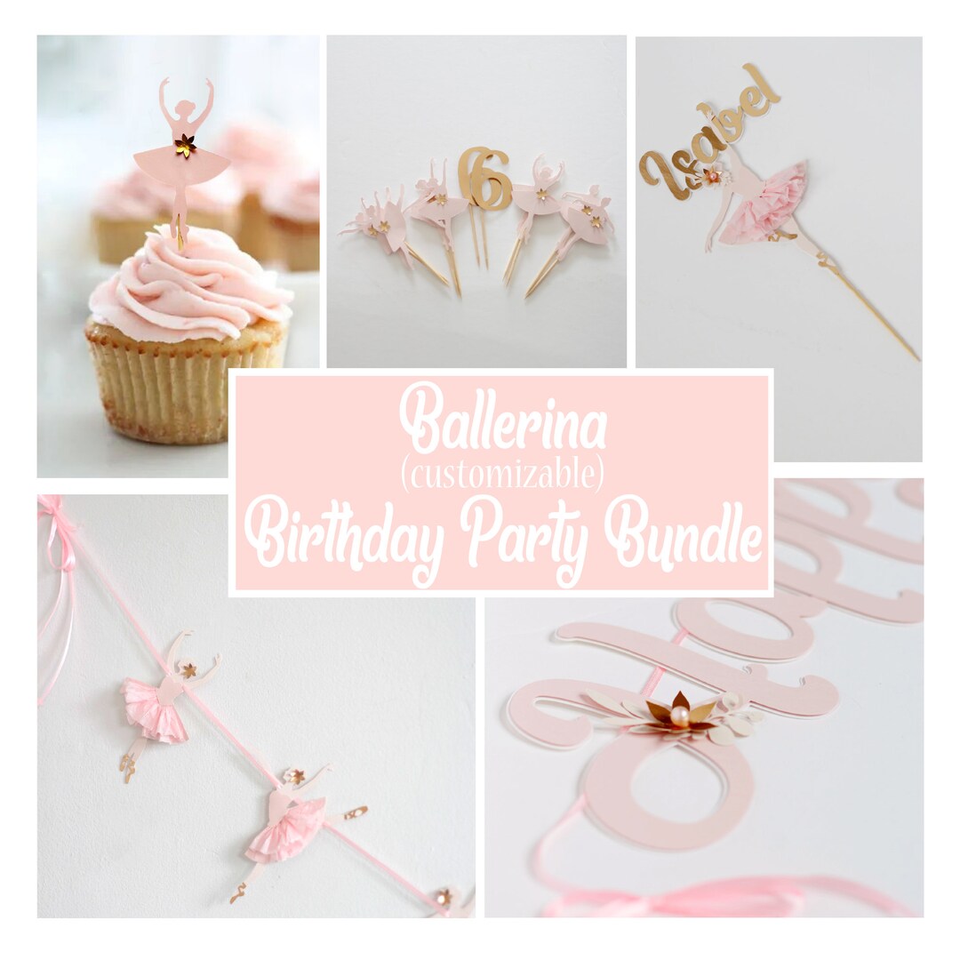 Ballerina Birthday Bundle. Ballerina Garland. Ballerina Cake Topper ...