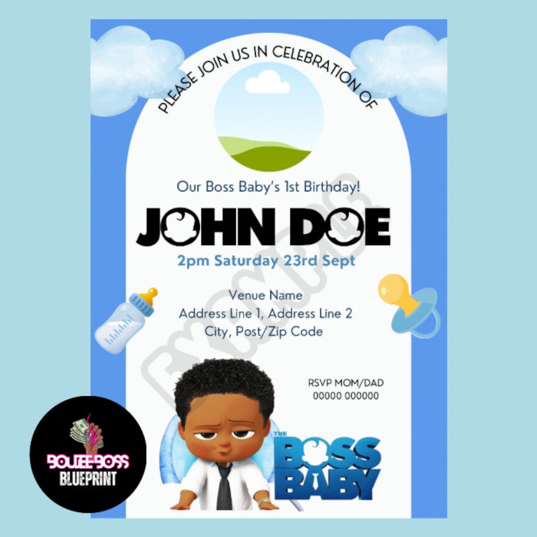 Boss Baby Invitation, Editable Party Invite, Birthday Invite, Baby Boy ...
