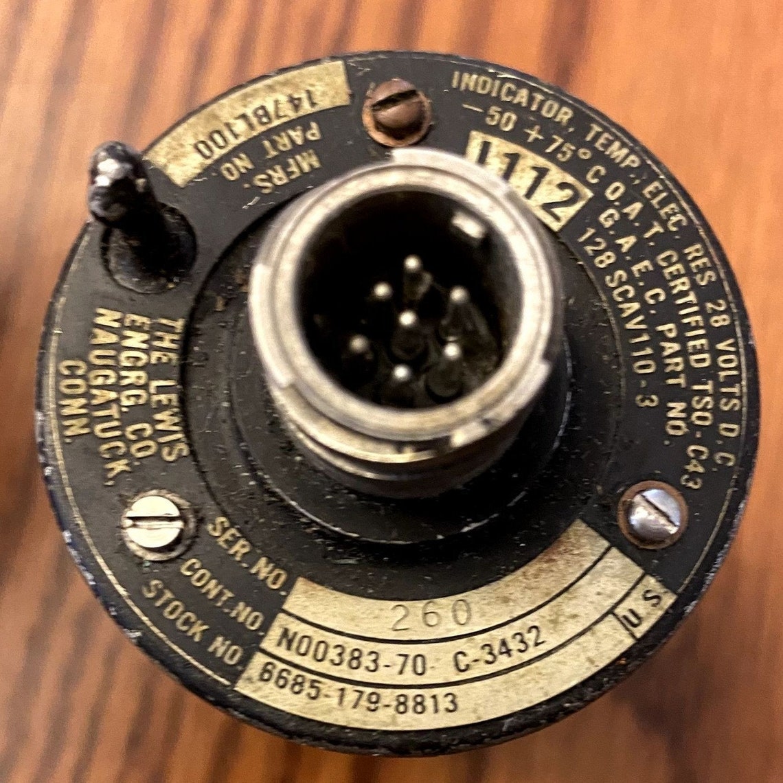 Vintage USAF Temperature Indicator Aircraft Gauge COAT Certified Made ...