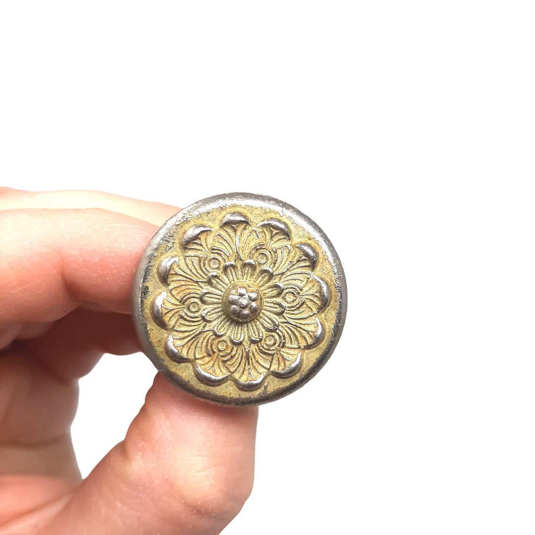Vintage Round Floral Knob Metal Single Scrw Ornate Design Made in Japan ...