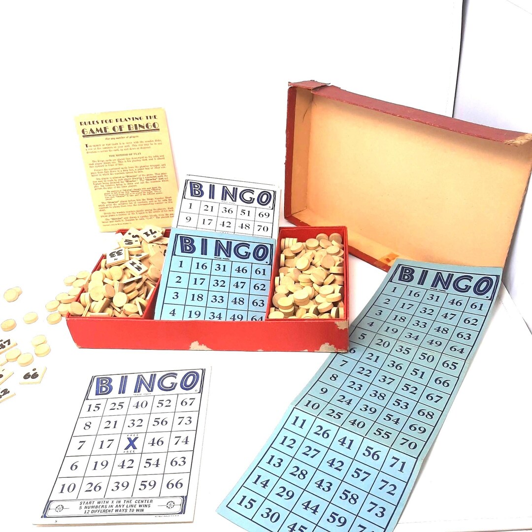 Vintage Antique Bingo Game Trademark 1933 Boards Score Cards Rules ...
