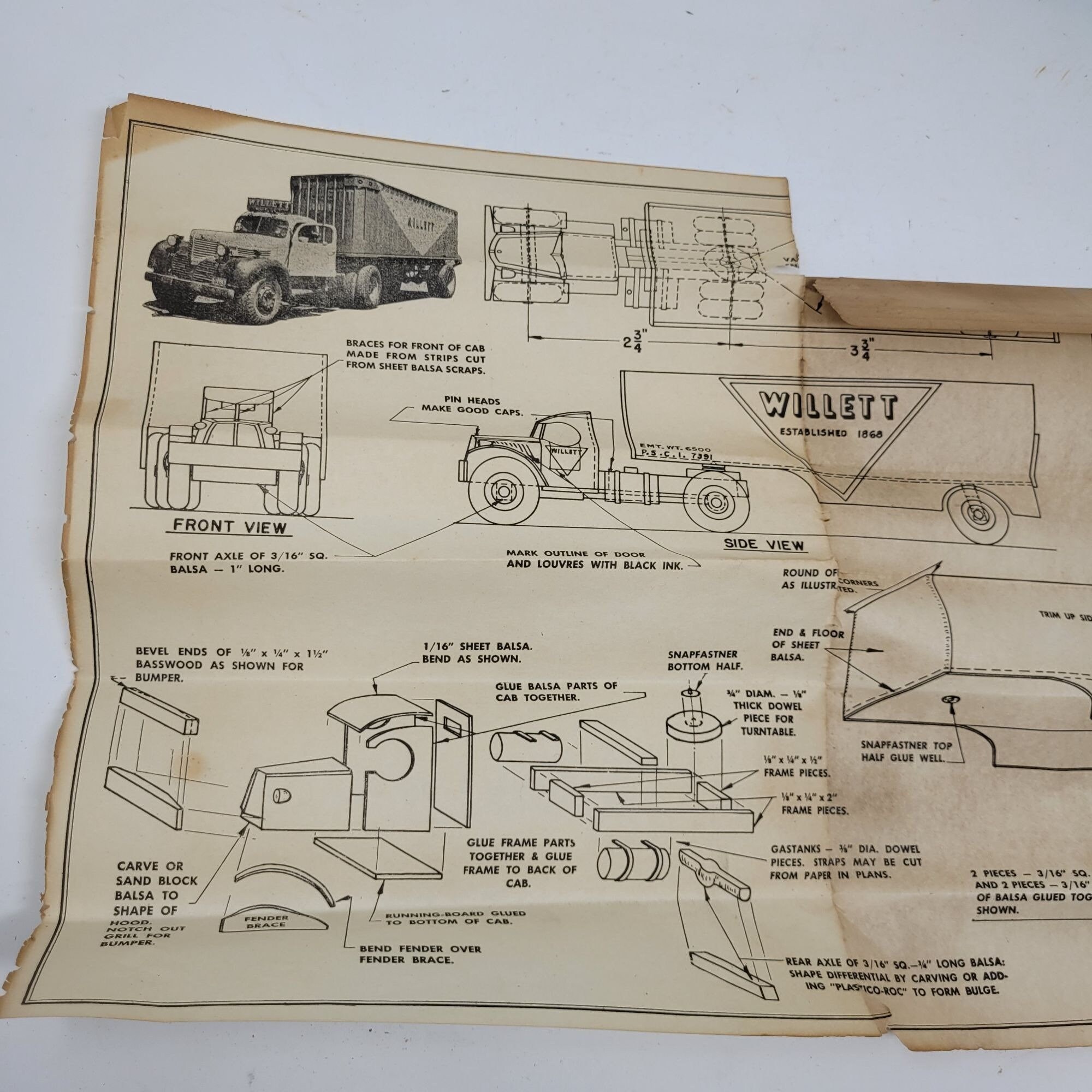 Vintage Rare 1930 Original Ting Trucks Balsa Wood Model Kit Lot of 5 ...