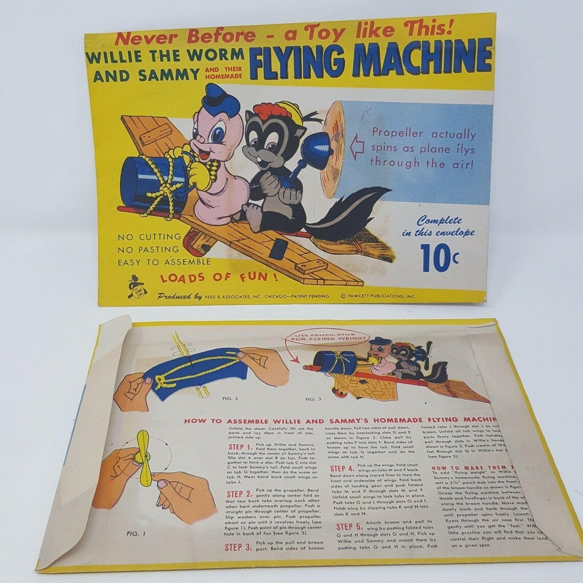 Willie the Worm Sammy Flying Machine Paper Toy 1940 Envelope & - Etsy UK