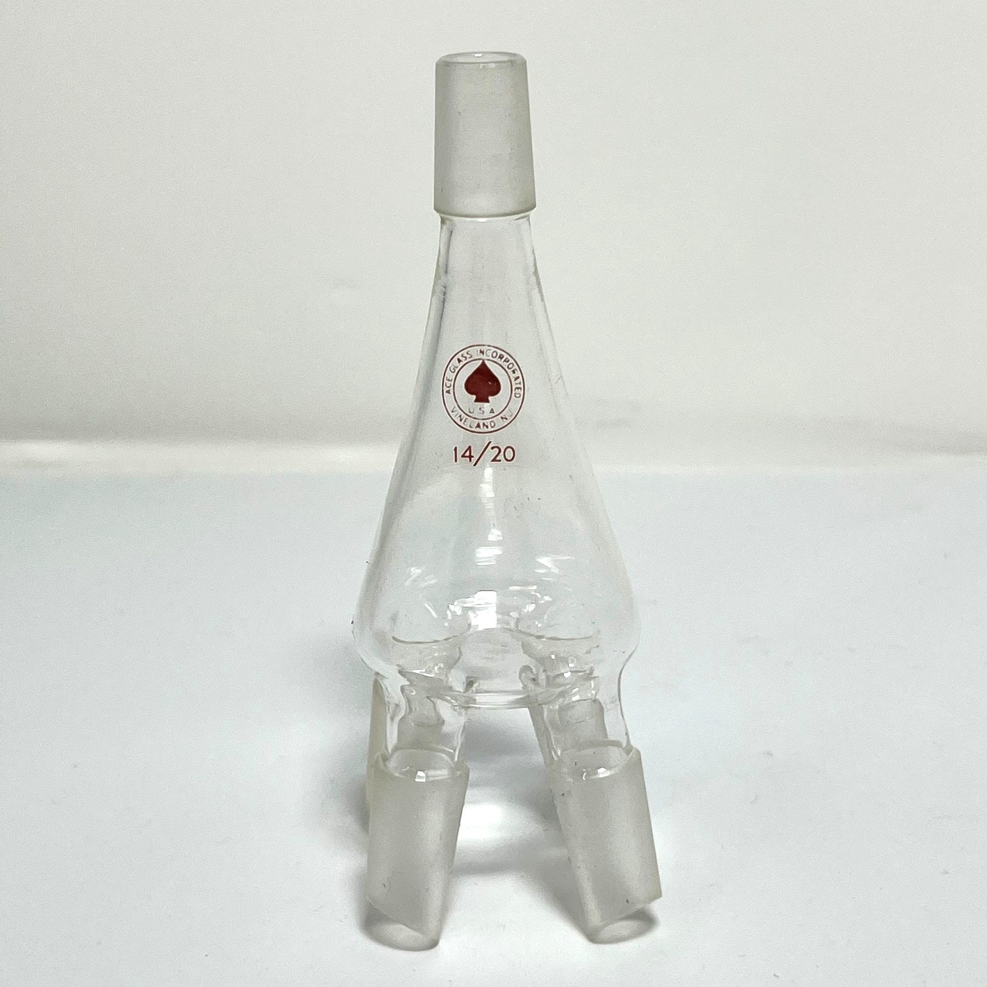 Ace Glass Cow Type Distillation Receiver Adapter No Hooks 14/20 Joints ...