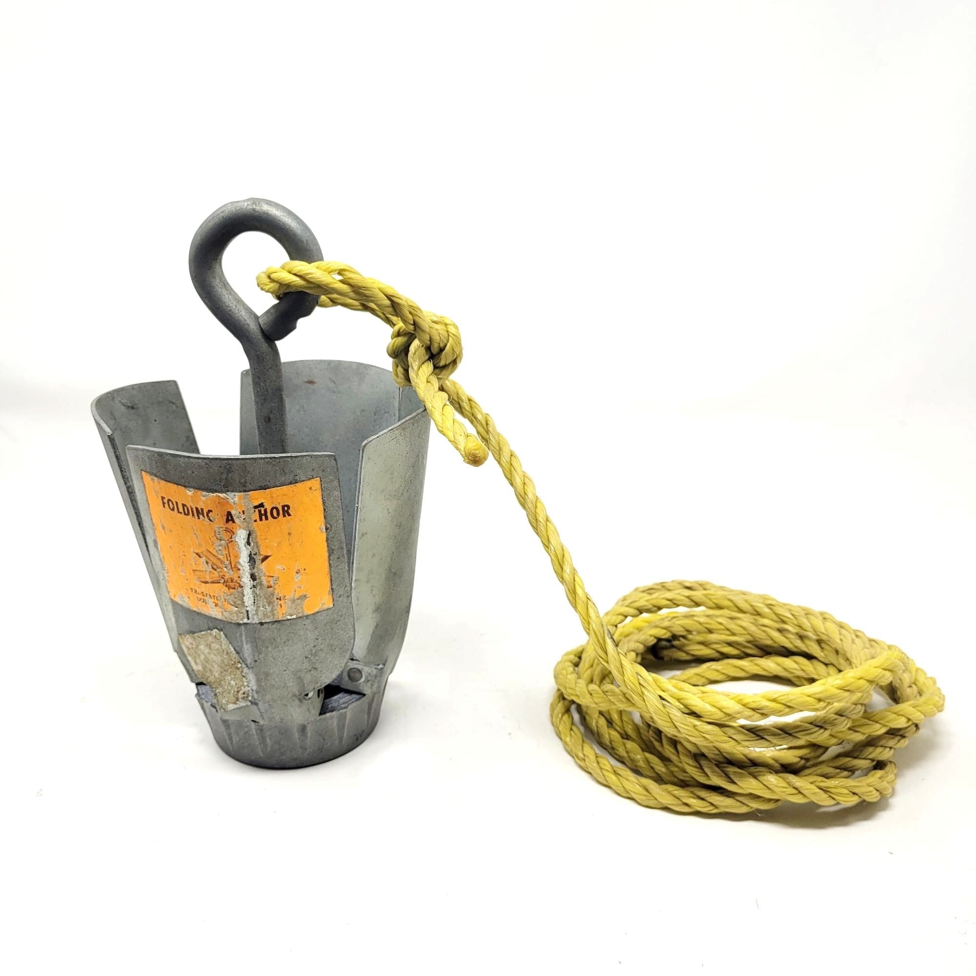 Vintage Boat Metal Folding Anchor Tristate Plastic Rope for Temporary ...