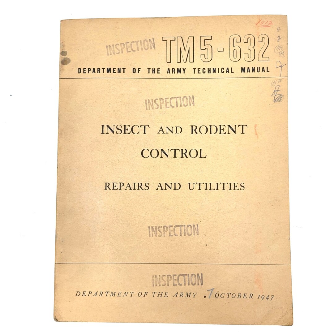 1947 WWII Army Technical Manual Insect and Rodent Control War ...