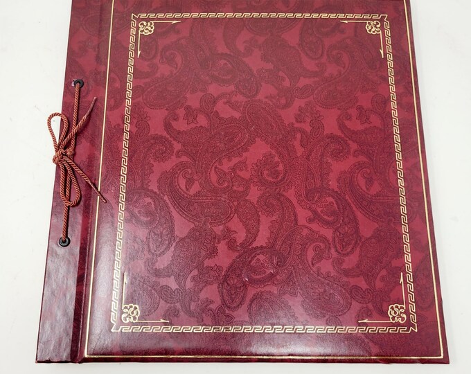 Vintage 1960s Burgundy Scrapbook New Old Stock Paper Pages Red String ...