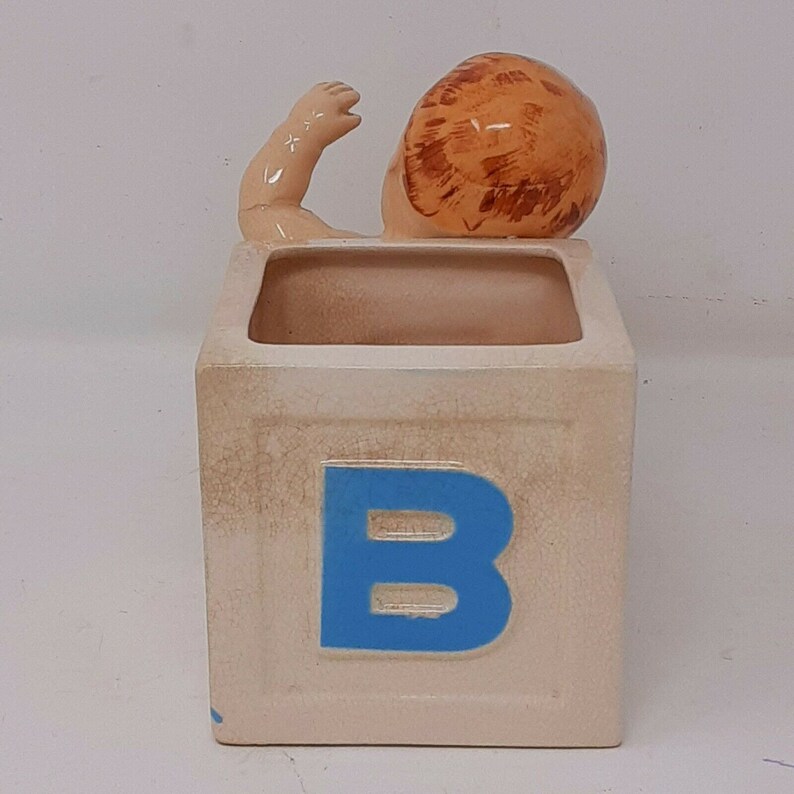 Vintage Napco Ceramic Baby Block & Little Boy Planter A B C Letters 7x ...
