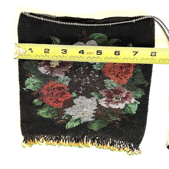 Antique Victorian Floral Micro Beaded Fringe Reticule… - Gem