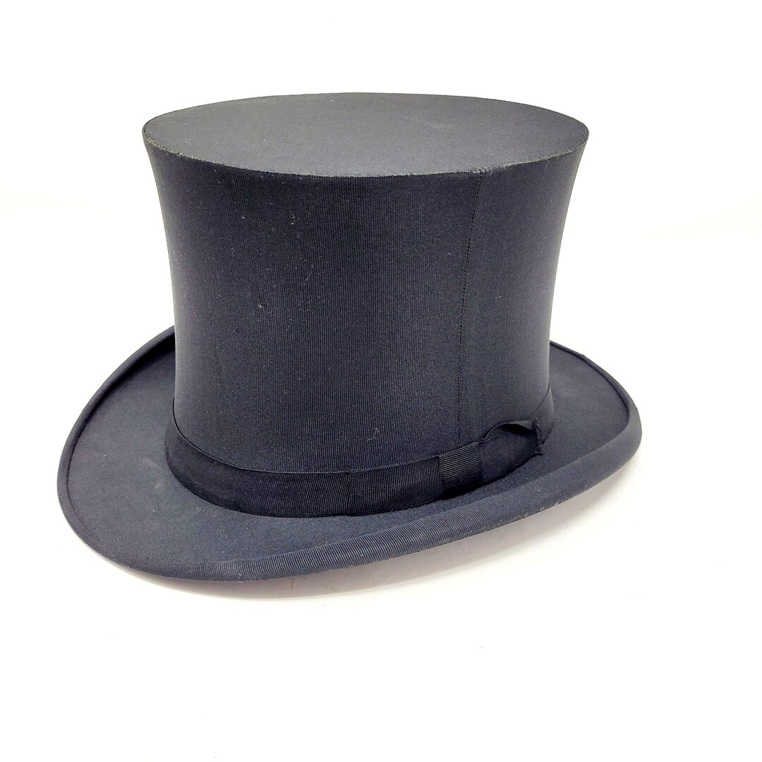 Antique Knox Black Silk Collapsible Top Hat Original Box Kaufmann's ...