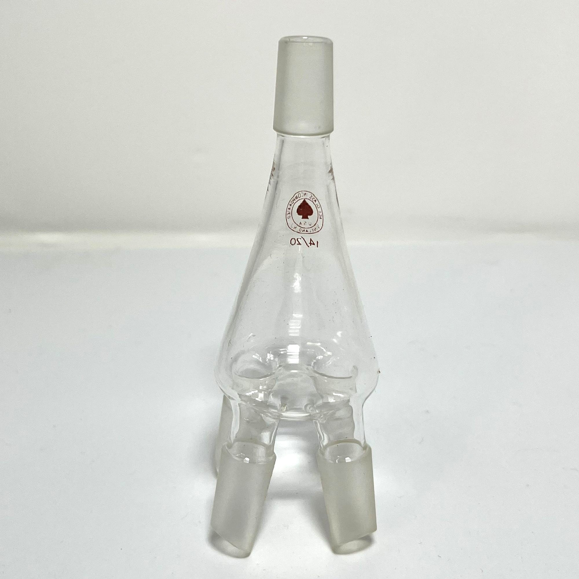 Ace Glass Cow Type Distillation Receiver Adapter No Hooks 14/20 Joints ...