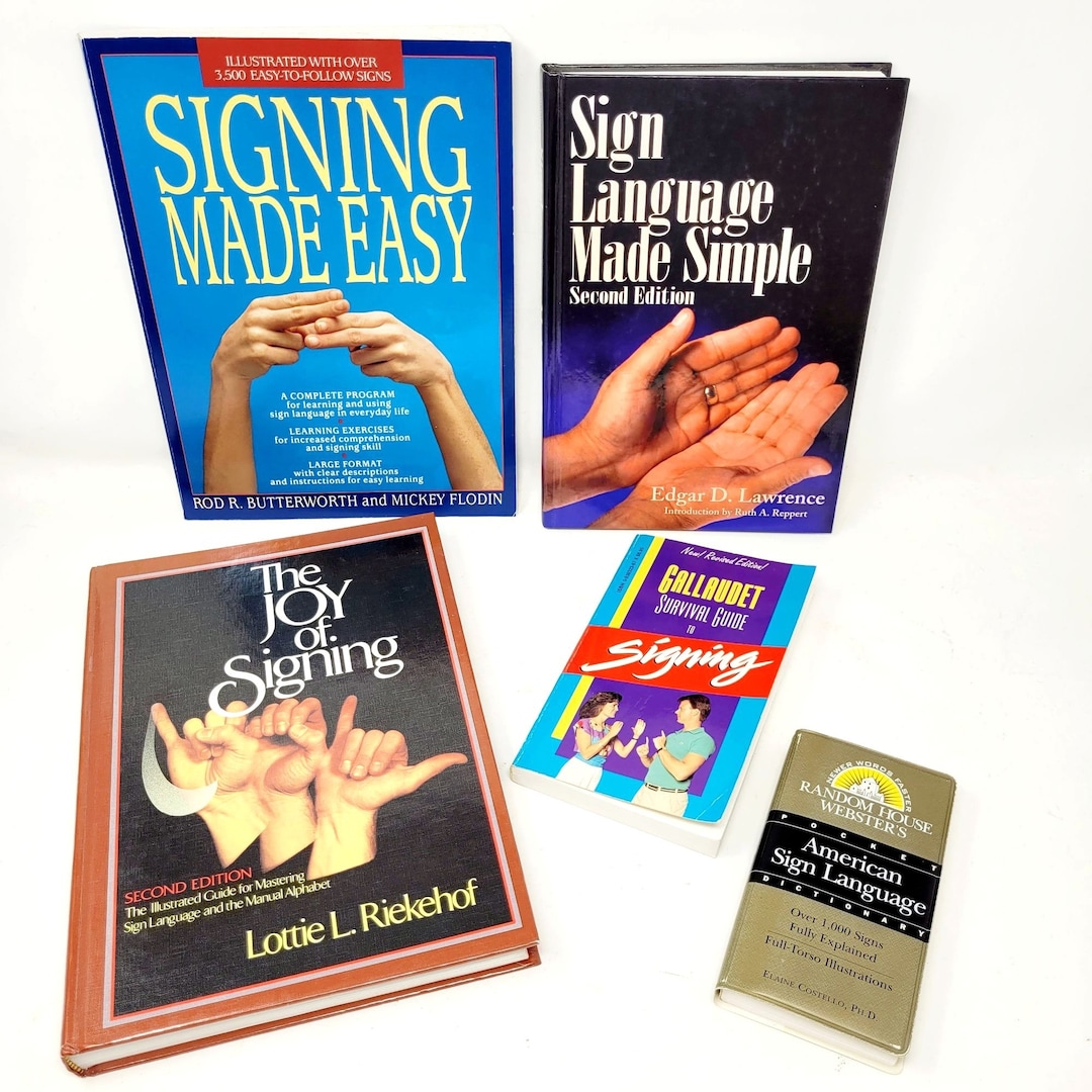 Vintage Lot of 5 Signing Books Sign Language Dictionary Signing Made ...