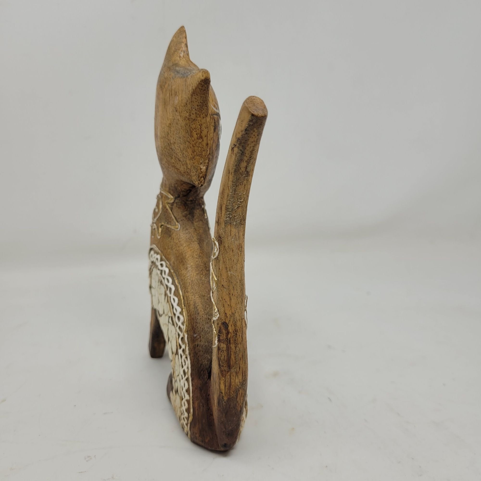 Vintage Sitting Cat Statue Wooden Figure Hand Carved Hand - Etsy