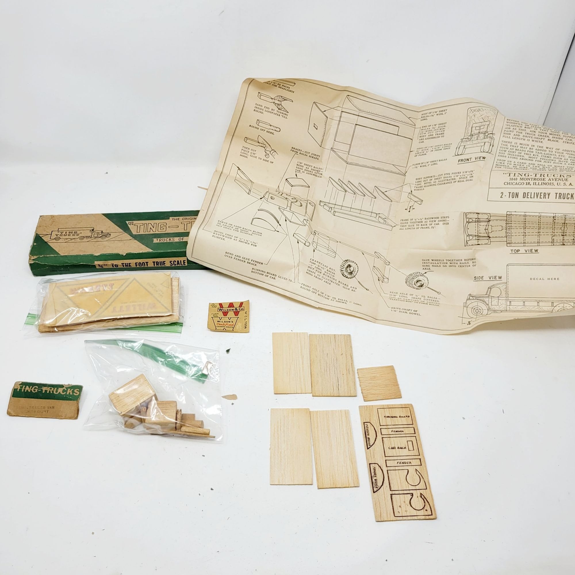 Vintage Rare 1930 Original Ting Trucks Balsa Wood Model Kit Lot of 5 ...