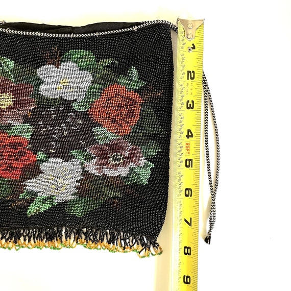 Antique Victorian Floral Micro Beaded Fringe Reticule… - Gem