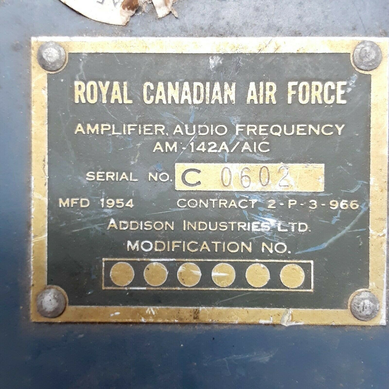 RCAF Vintage Military Aircraft Radio Amplifier Audio Frequency F-86 ...