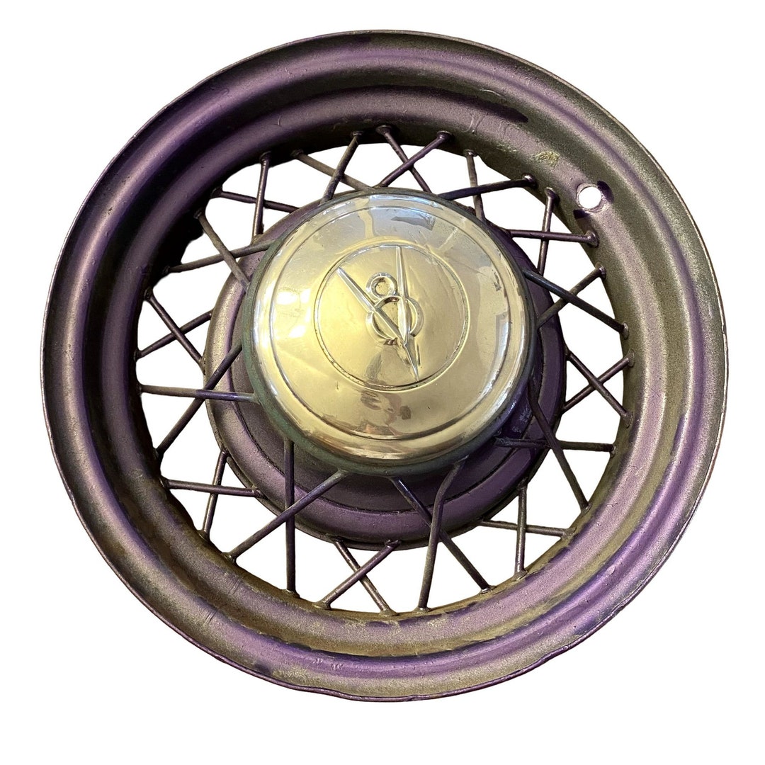 Vintage Original Ford Motors V8 Chrome Hubcap Purple Wheel Tire Rim 17. ...
