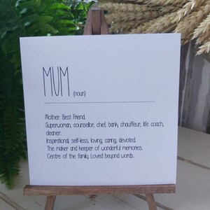 Mum Noun and Meaning Card. Birthday Card for Mum. Mothers Day - Etsy