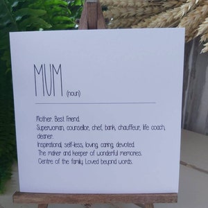 Mum Noun and Meaning Card. Birthday Card for Mum. Mothers Day - Etsy