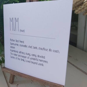 Mum Noun and Meaning Card. Birthday Card for Mum. Mothers Day - Etsy