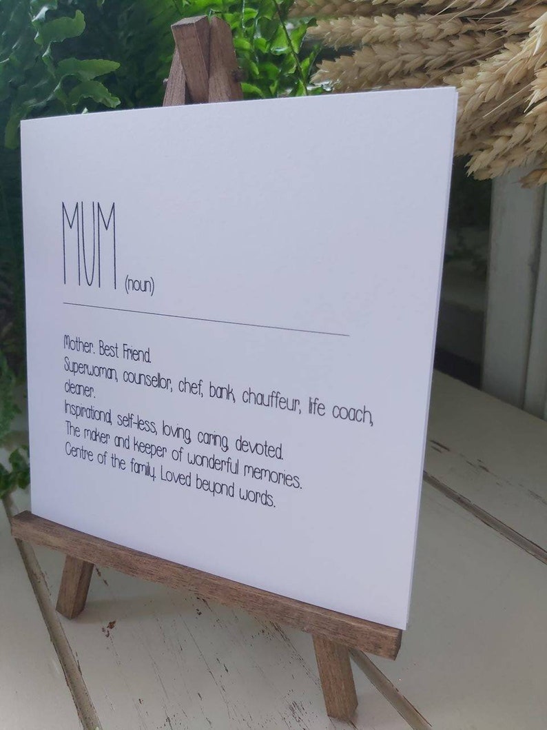 Mum Noun and Meaning Card. Birthday Card for Mum. Mothers Day - Etsy