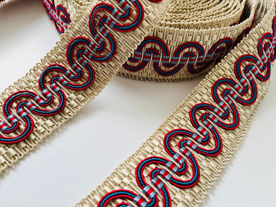 Decorative Gimp Border 45mm Wide Cream Red & Blue - Etsy