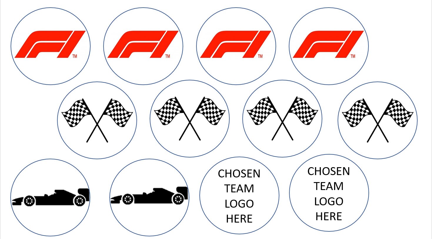 12 X Formula 1 Edible Cupcake Toppers Customisable - Etsy