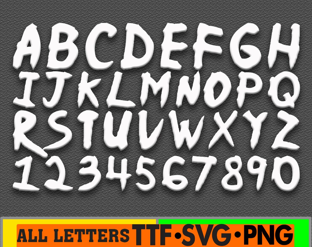 Font Anime Cartoon Letters and Numbers SVG PNG Ninja Clipart Bundle Svg ...