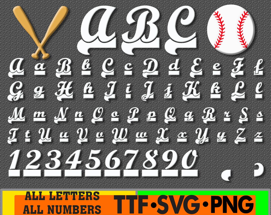 Baseball Font Svg College Font Svg Sport Numbers Svg Baseball Monogram ...