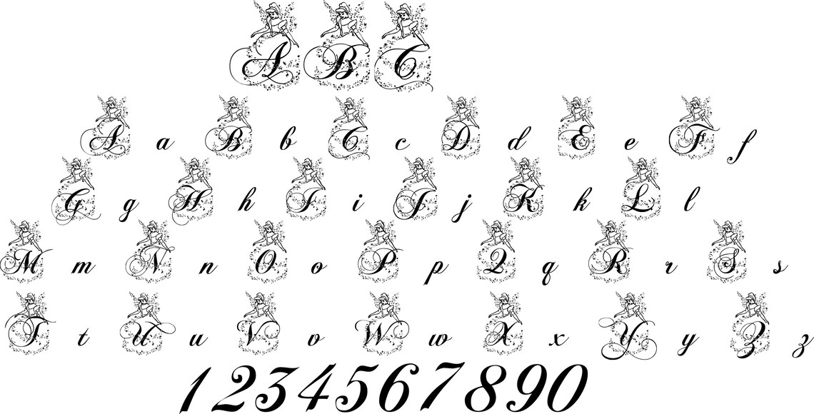 Font cartoon Letters and Numbers SVG PNG Princess Clipart | Etsy